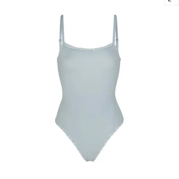 SKIMS | Tops | Skims Lace Pointelle Cami Bodysuit In Sky Xl Or 4x ...